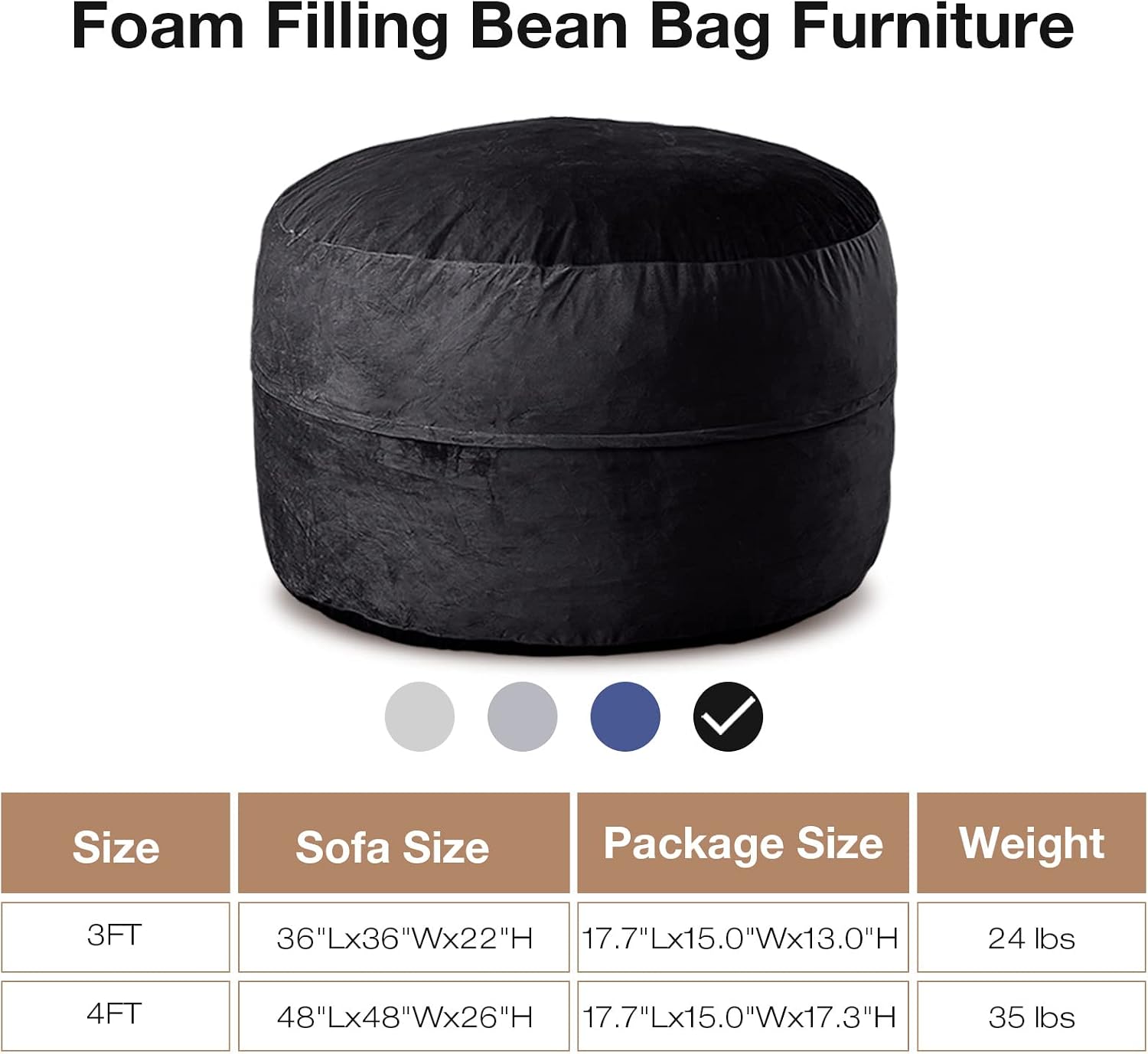 WhatsBedding Puf para adultos puf con relleno de espuma viscoelástica ...