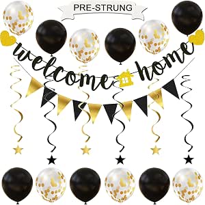 Amazon.com: Pre-Strung Welcome Home Banner with Two Heart and A Vivid ...