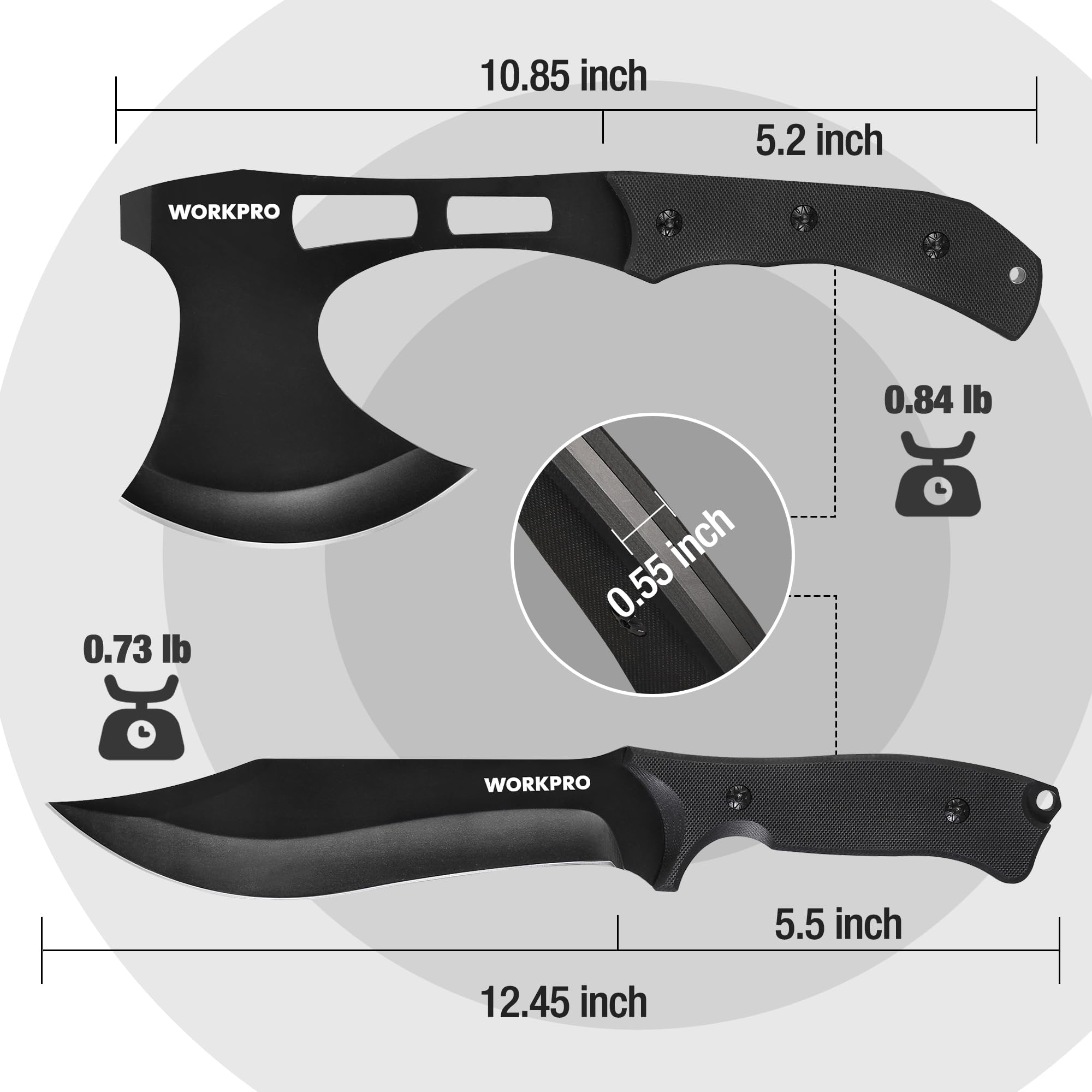 Snapklik.com : WORKPRO Hunting Knife And Hatchet Axe Combo Set - Full ...