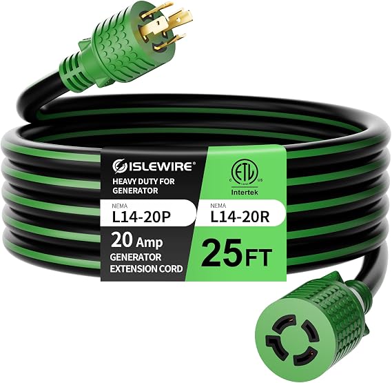 Amazon.com: 25FT NEMA L14-20 Generator Extension Cord, L14-20P to L14 ...