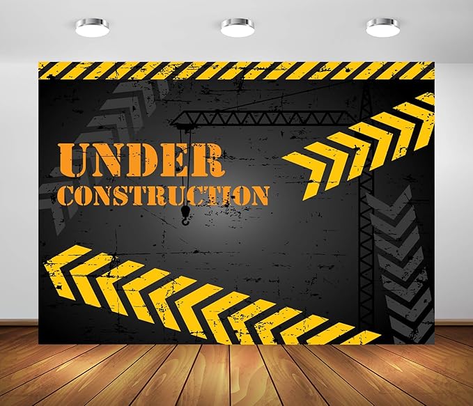 Amazon.com : BELECO 8x6ft Fabric Under Construction Backdrop ...