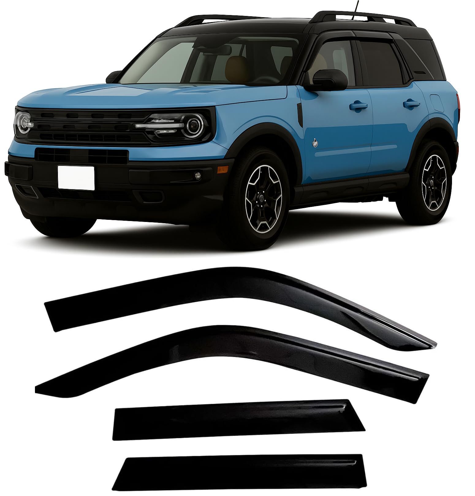 Snapklik.com : 2021-2026 Tape-On Rain Guards For Ford Bronco Side ...
