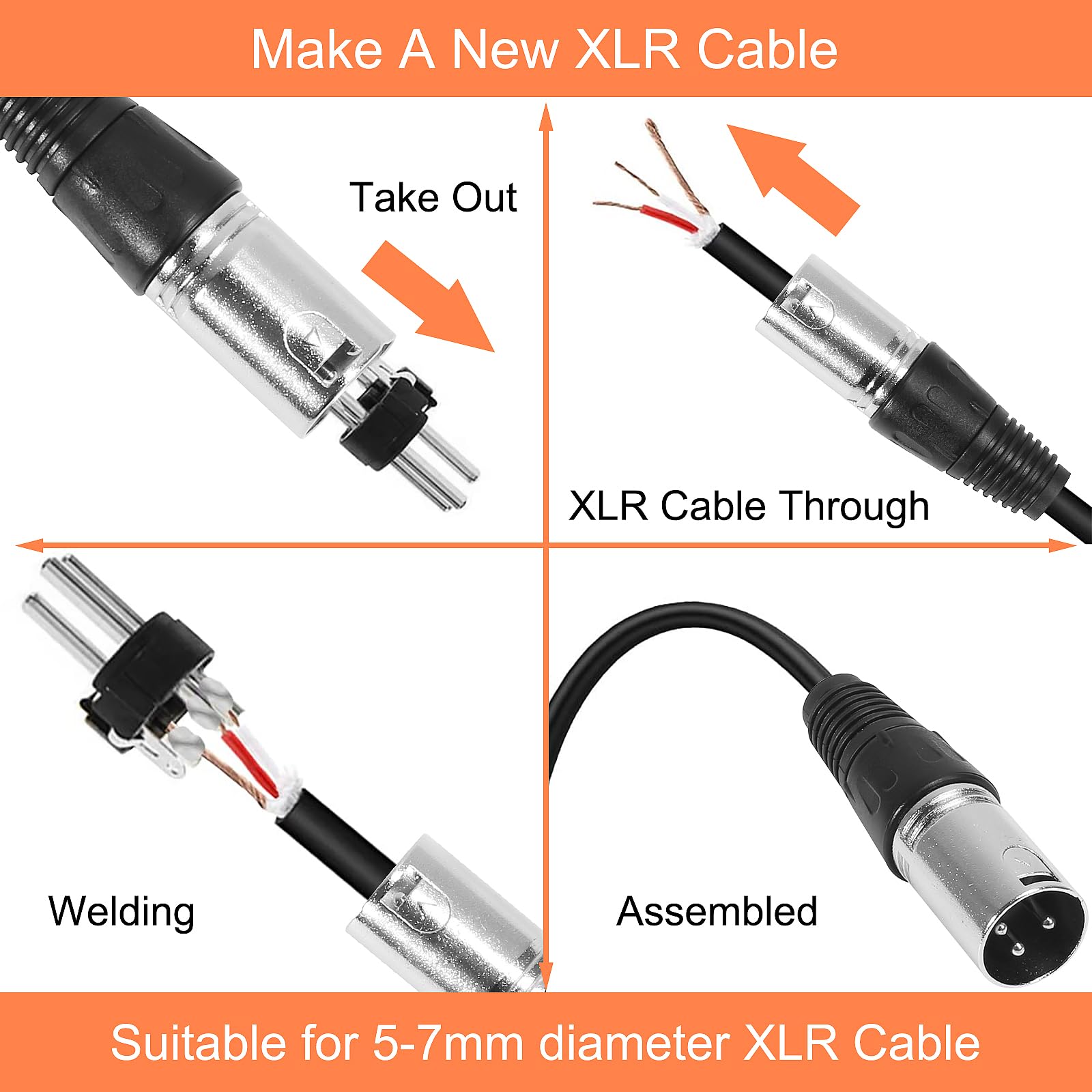 Snapklik.com : 10pcs 3 Pin XLR Connector 5 Male + 5 Female XLR Adapter ...
