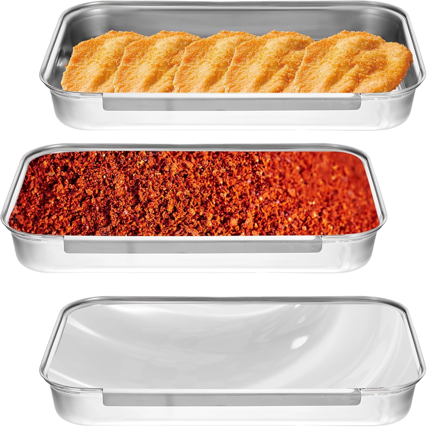 Amazon.com: simarro 3 Pcs Breading Trays Set, Stainless Steel Dredging ...