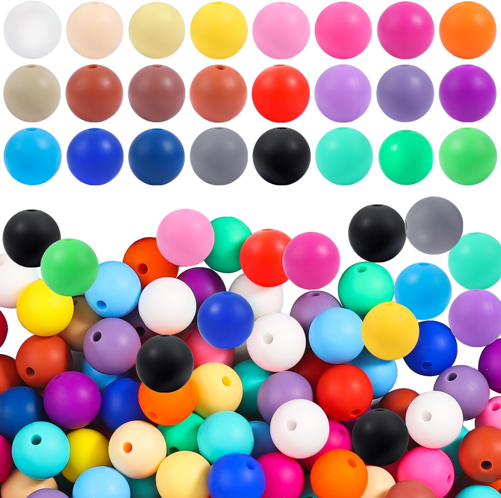 Amazon.com: 210Pcs Silicone Beads 12mm Silicone Beads for Keychain ...
