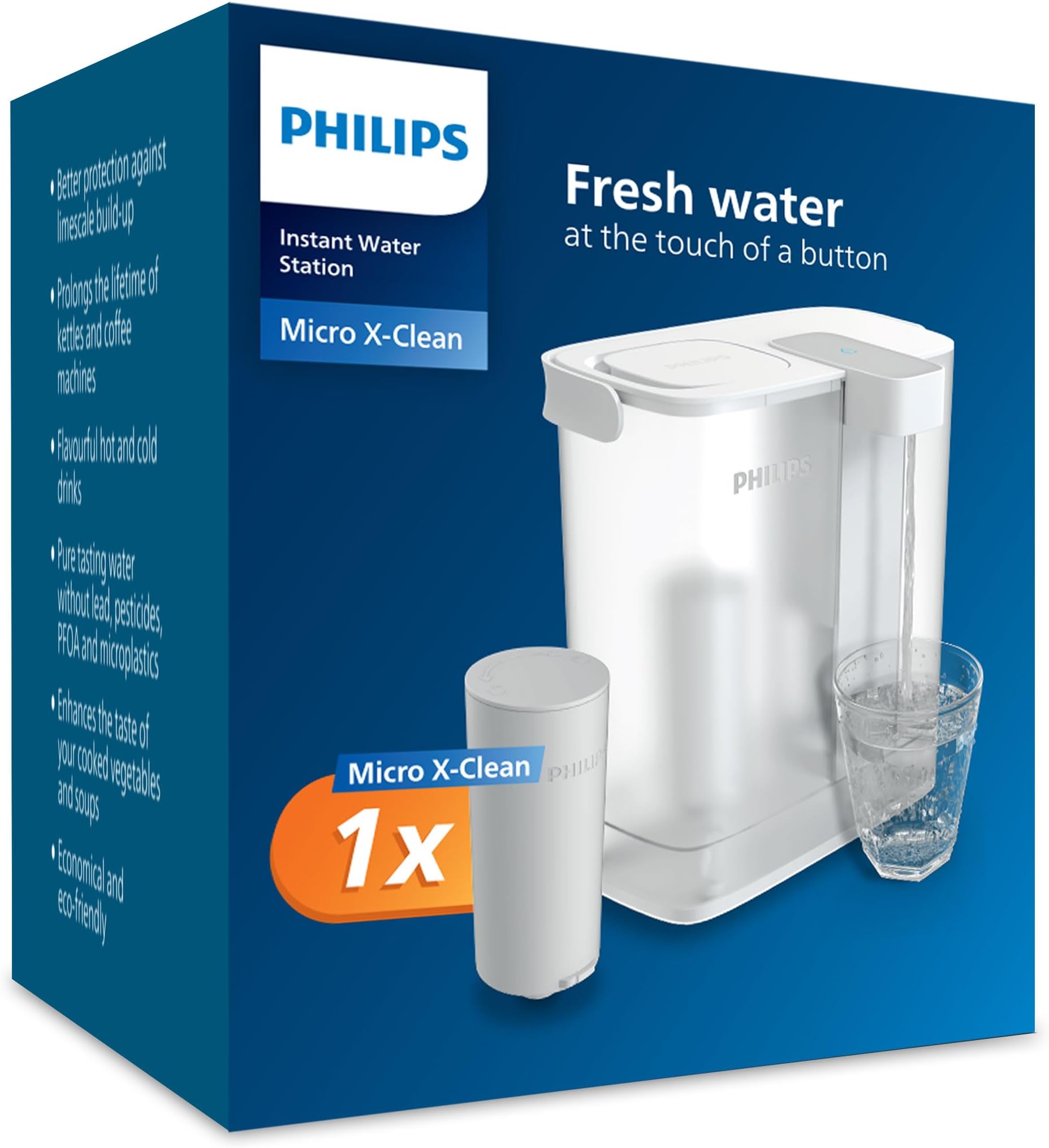 Philips Water Instant Water Filter - 3L Capacity, 1L/min Fast Flow, USB ...