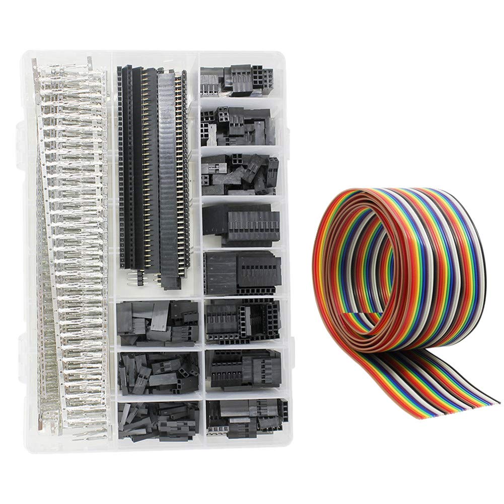 WayinTop 1250pcs Connector Kit 2.54mm Header Male Female Crimp Pins ...