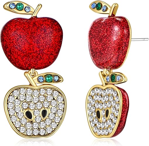 Amazon.com: CLASSYZINT Apple Dangle Earrings for Women Red Enamel With ...