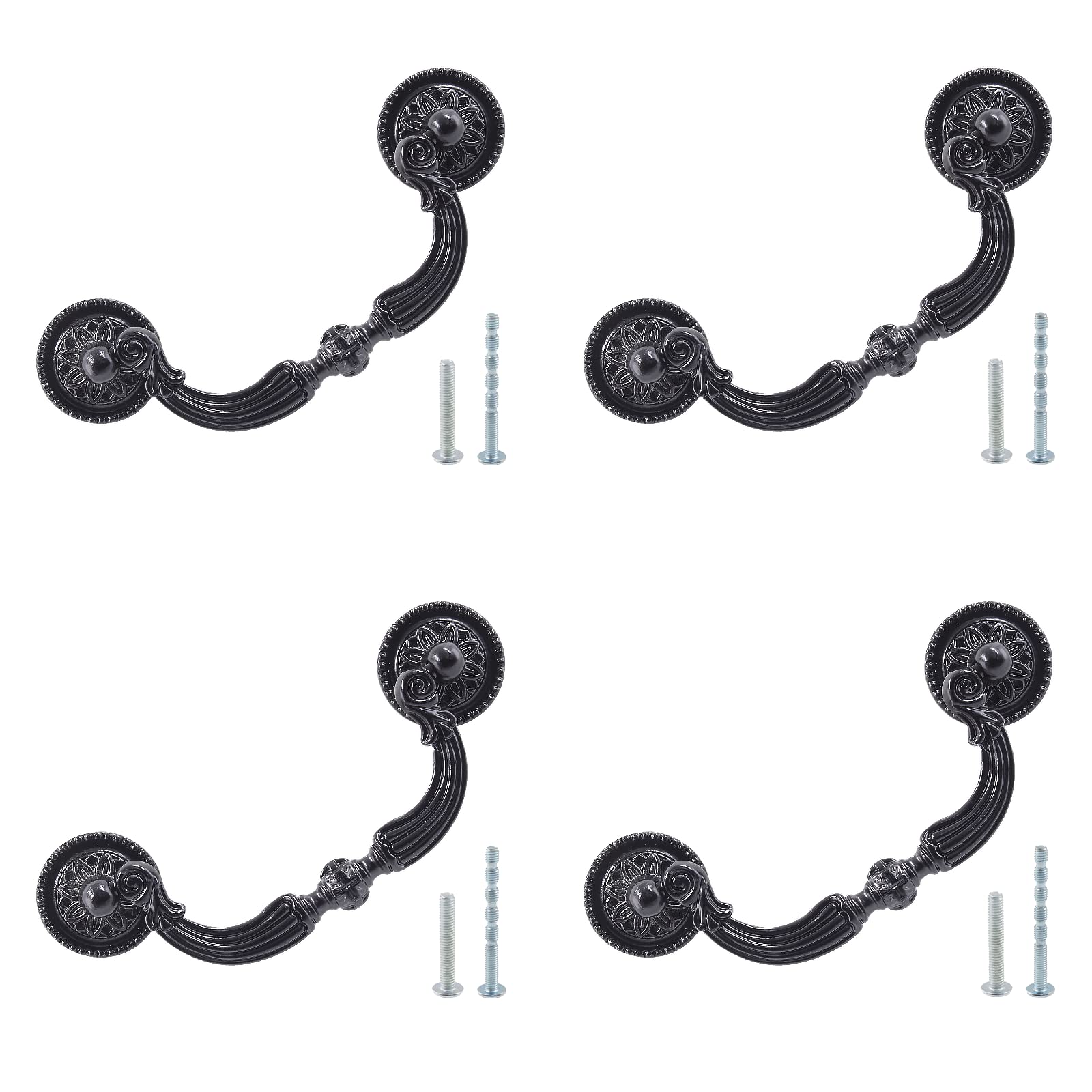 Moicstiy 4 Pack Antique Drop Drawer Pull, 3.5 Inch Hole Center Vintage ...