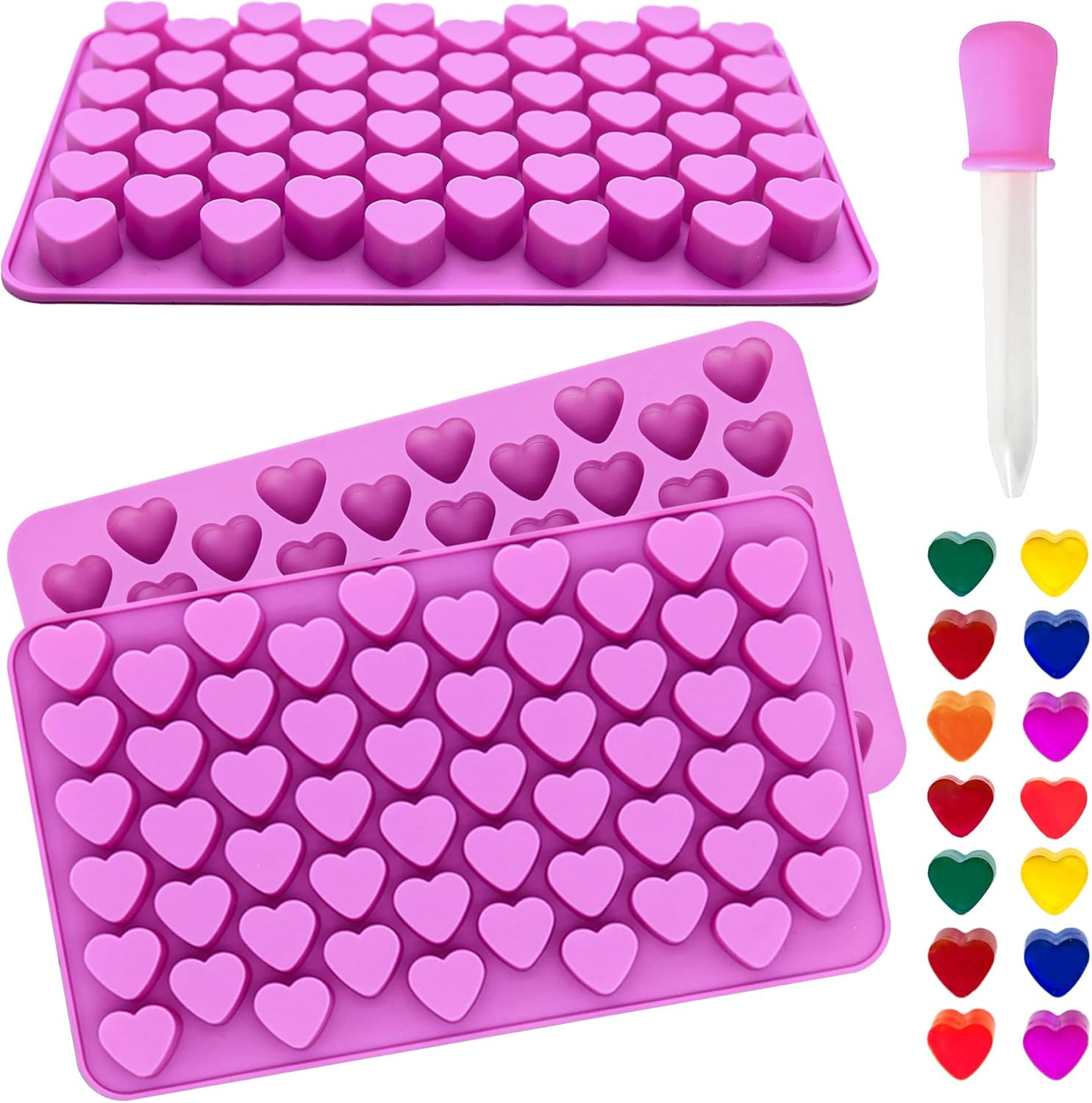 Amazon.com: 3Pack Heart Silicone Candy Molds Mini Valentine Chocotale ...