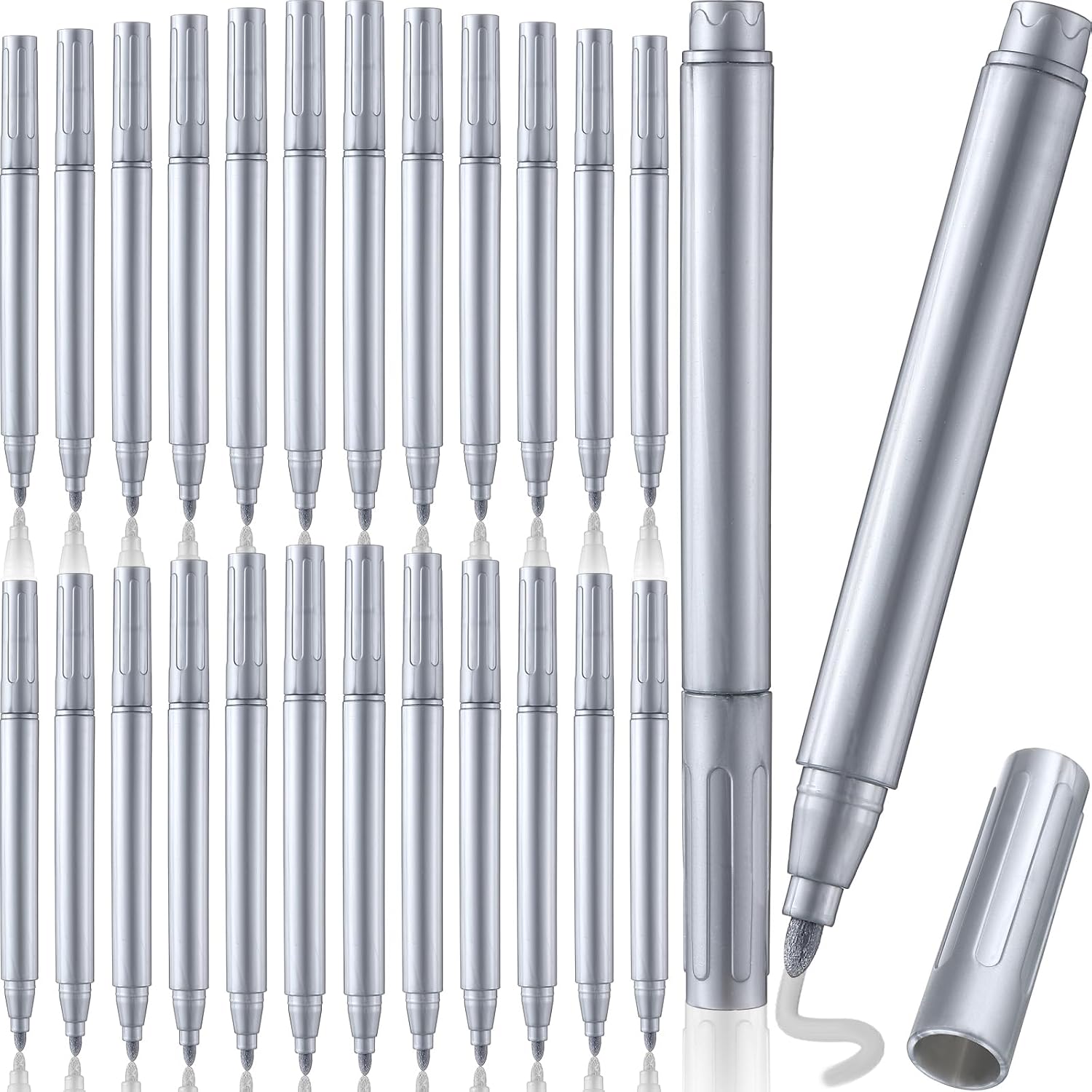 Amazon.com: Watersay 24 Pcs Silver Metallic Permanent Markers Bulk ...
