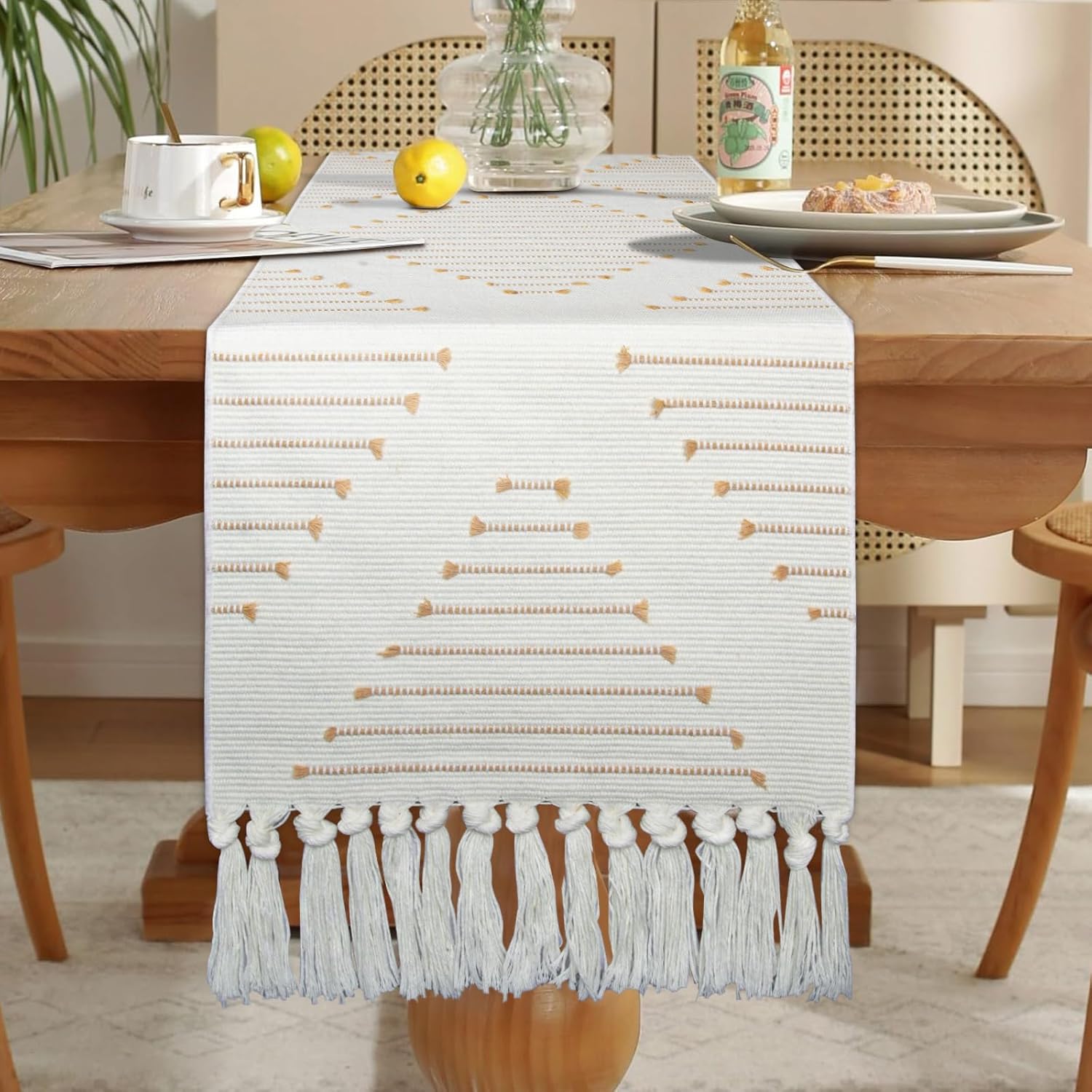 Amazon.com: yuboo Wide Table Runner Boho - Cotton Woven Coffee Table ...