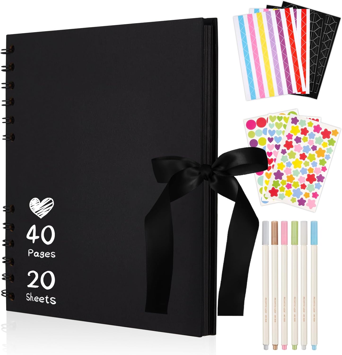 Amazon.com: Mauproy 8 x 8 Inch Small Black Scrapbook Album, 40 Pages ...