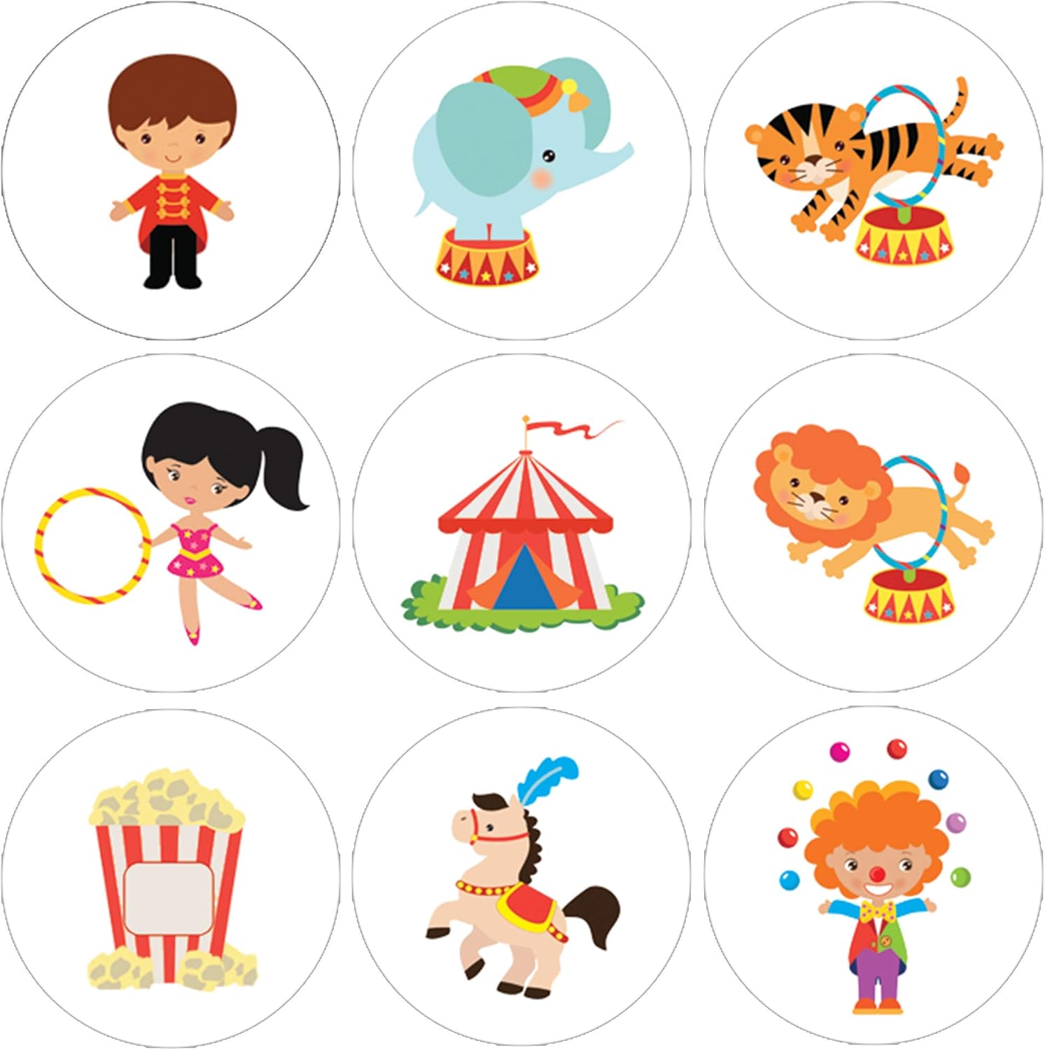 Amazon.com: DISTINCTIVS Carnival Party Favor Stickers - 180 Labels ...