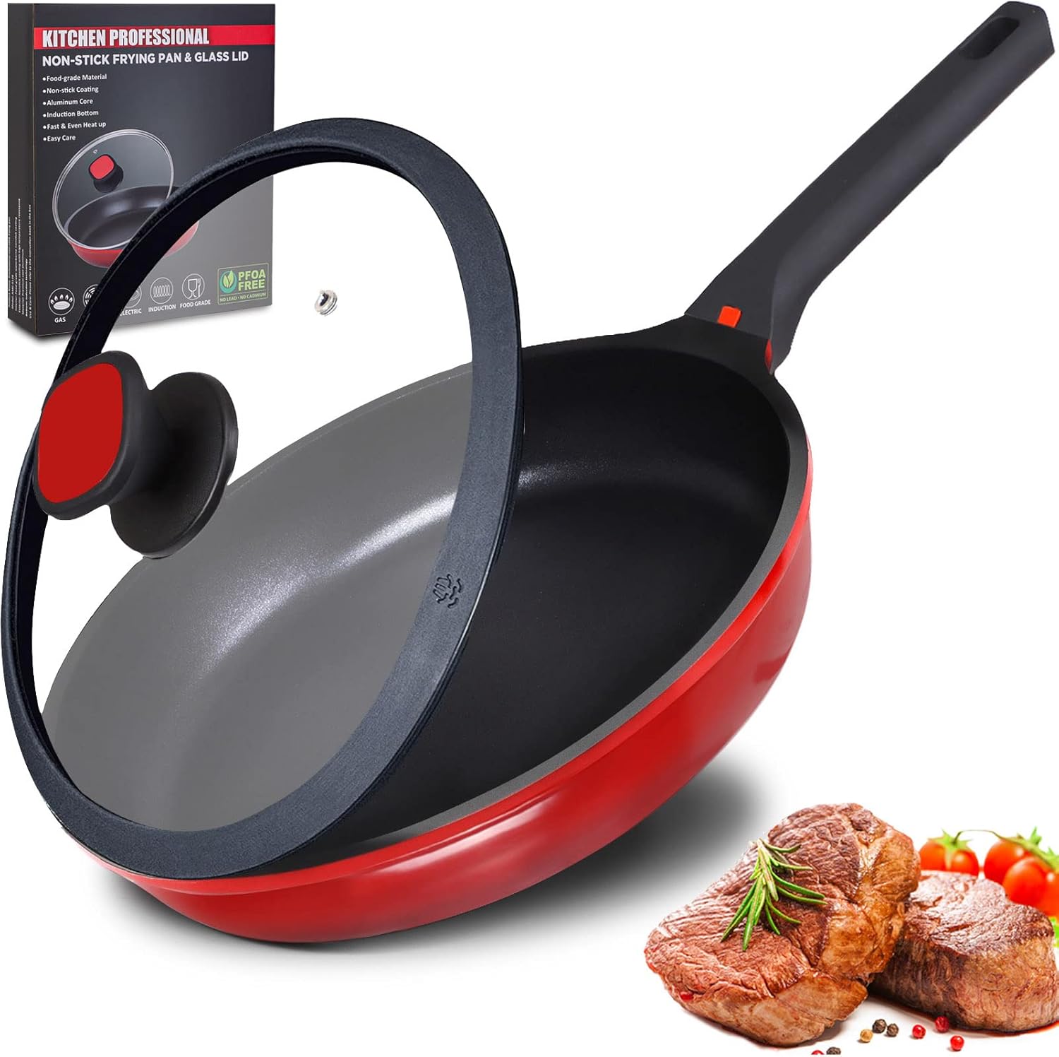 Amazon.com: DIIG Non Stick Frying Pan with Lid, 10 IN 100% PFOA Free ...