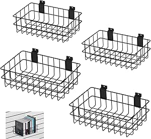 Amazon.com: MQKIWAO 4 Pack Slatwall Baskets Set, Heavy Duty Slatwall ...