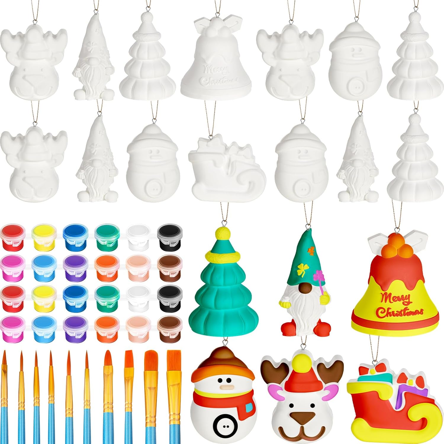 Amazon.com: Syhood 20 Pcs 3D Ready to Paint Ceramic Christmas Ornaments ...