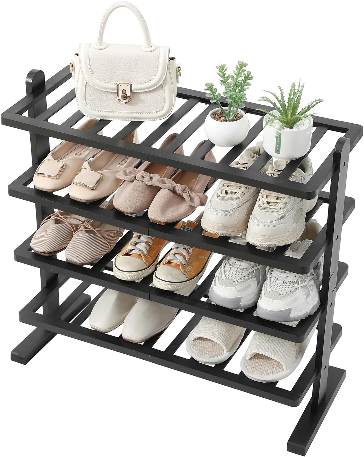 Amazon.com: Small Shoe Rack for Closet - Free Standing Narrow Shoe Rack ...