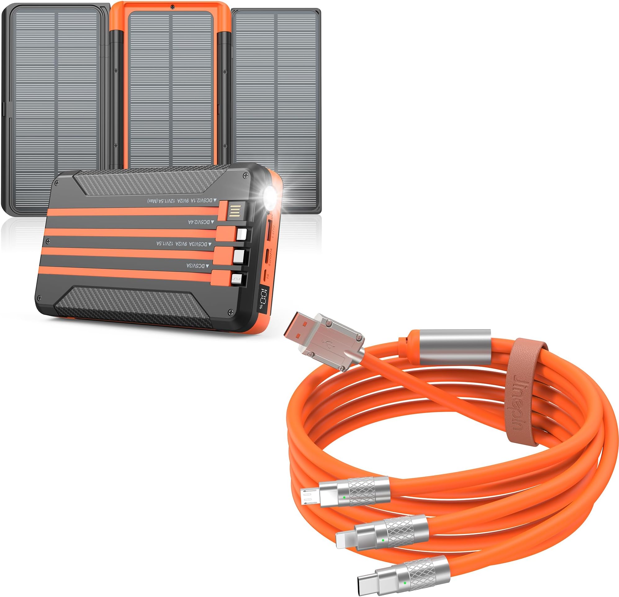 Amazon.com: Jinepin 46800mAh Power Bank Solar Charger +3 in 1 Multi Charging Cable 4FT : Cell ...