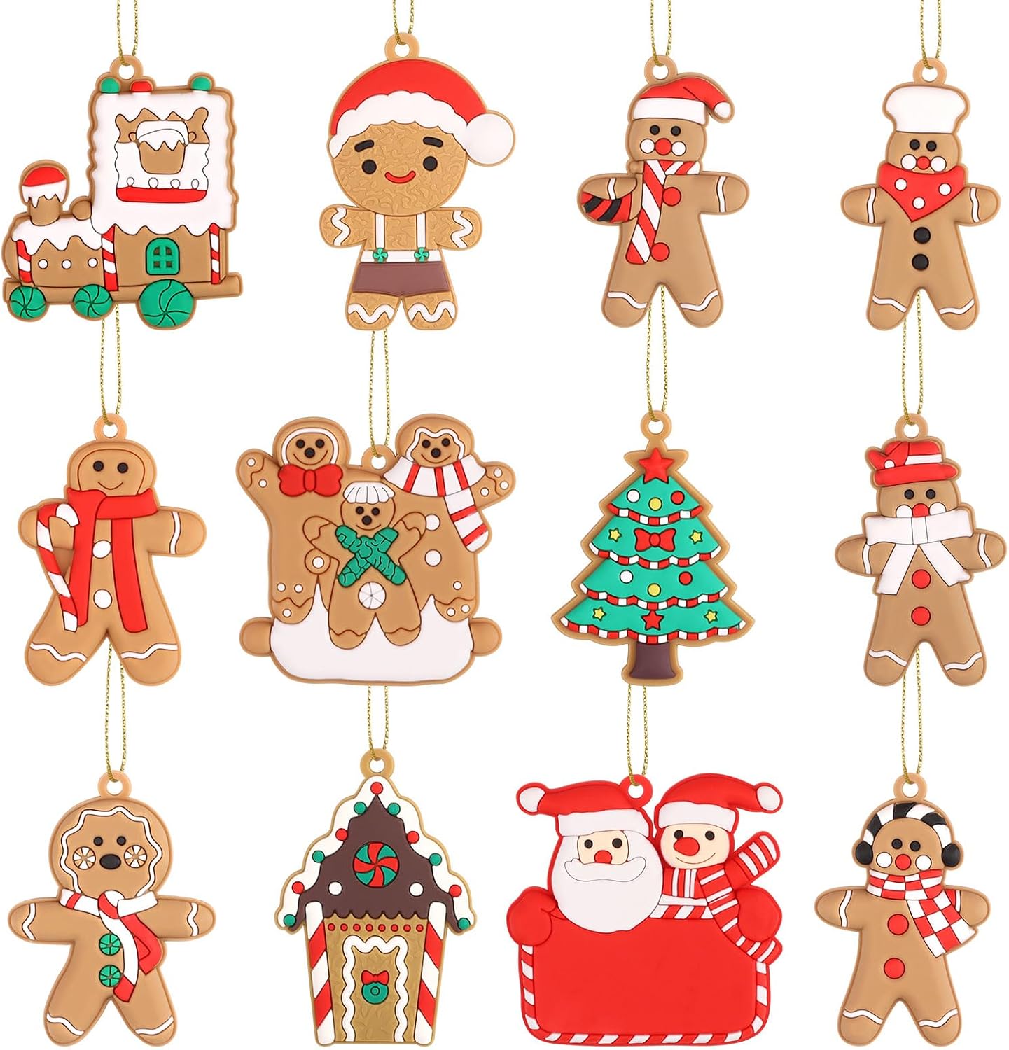 Amazon.com: sulanmo 12Pcs Christmas Gingerbread Man Ornaments Plastic ...
