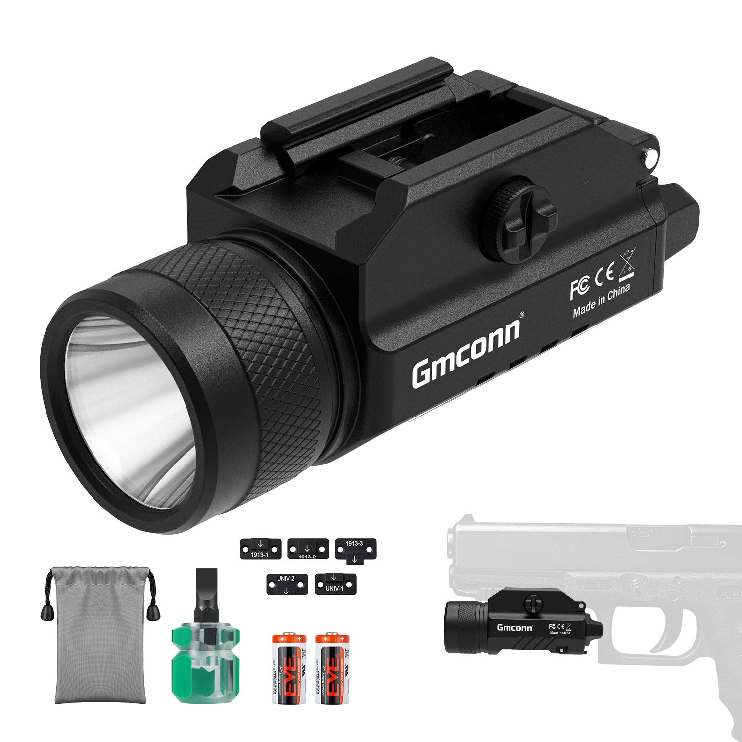 1200 Lumens Rail Mounted Compact Pistol Light LED Strobe Tactical Gun ...
