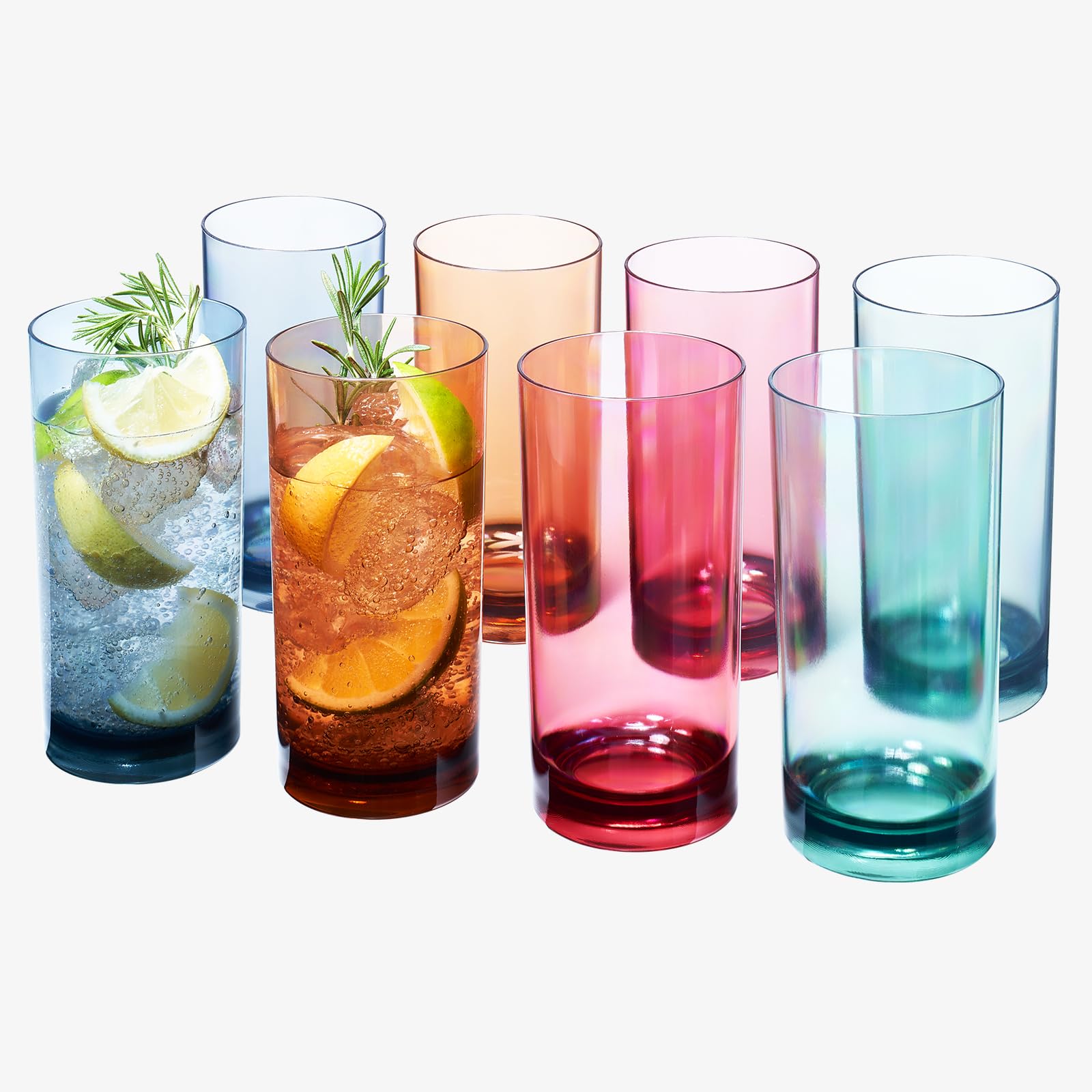 Snapklik.com : Khen Colored Plastic Reusable Drinking Glasses Set Of 8 ...