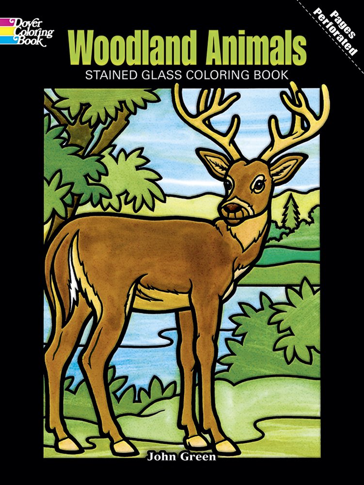 Woodland Animals Stained Glass Coloring Book: Green, John ...