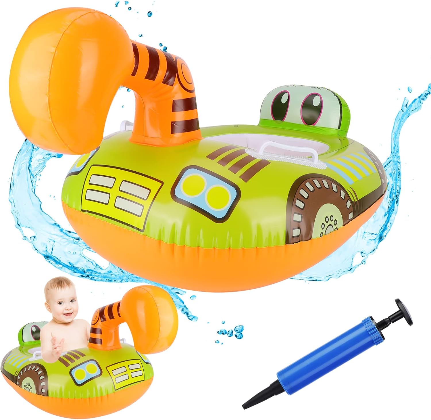 Vspek Baby Swimming Ring, Cartoon Excavators Inflatable Swimming Float ...