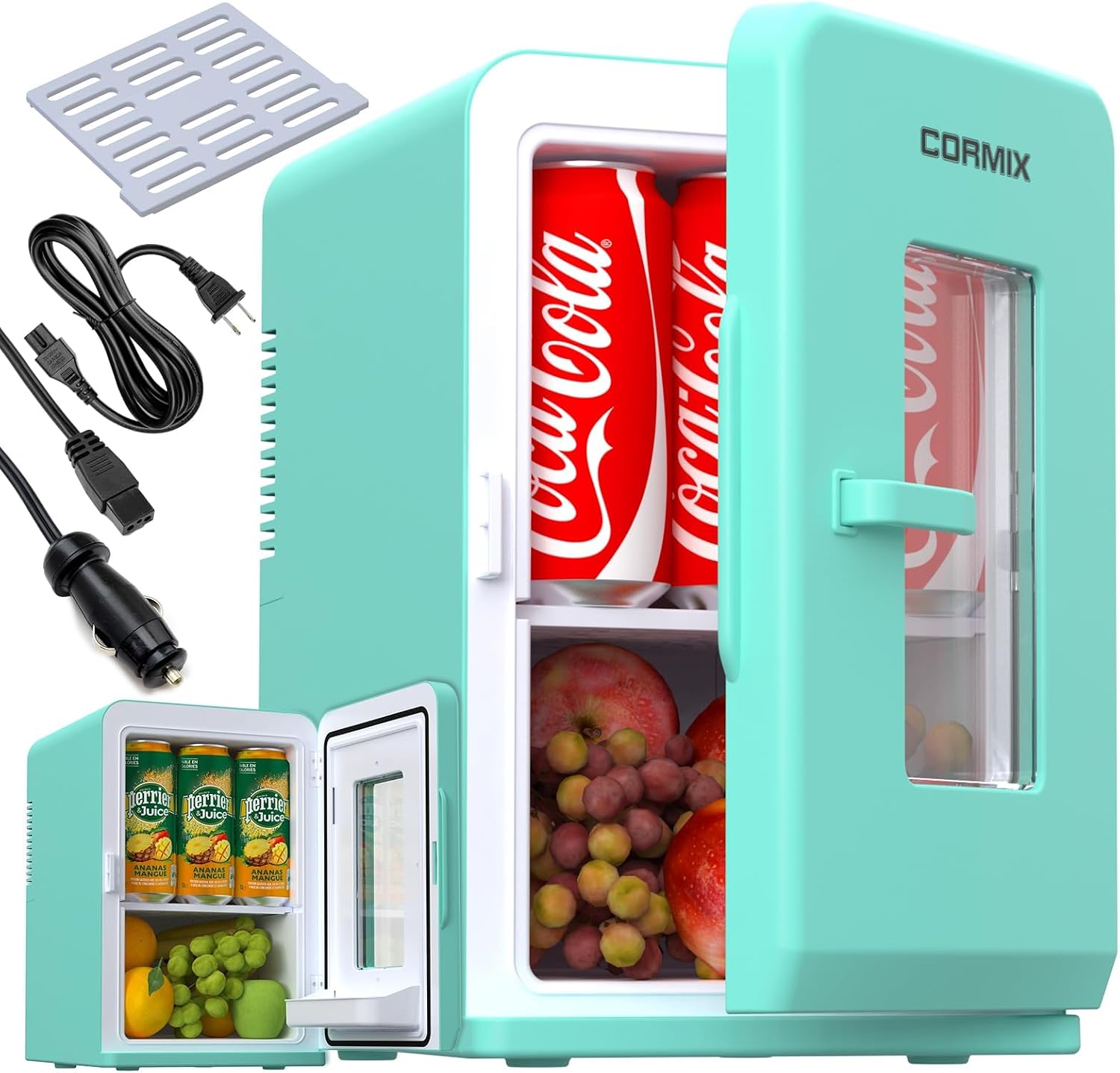 Amazon.com: Mini Fridge for Bedroom Green, 15 Litre/21 Cans Portable ...