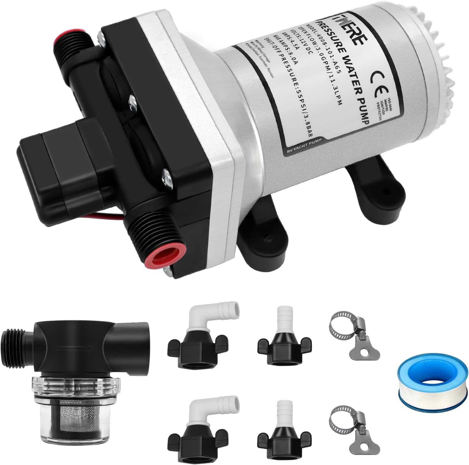Amazon.com: RV Water Pump 4008-101-A65/E65 | 3.0 GPM - 55 PSI | 12V ...
