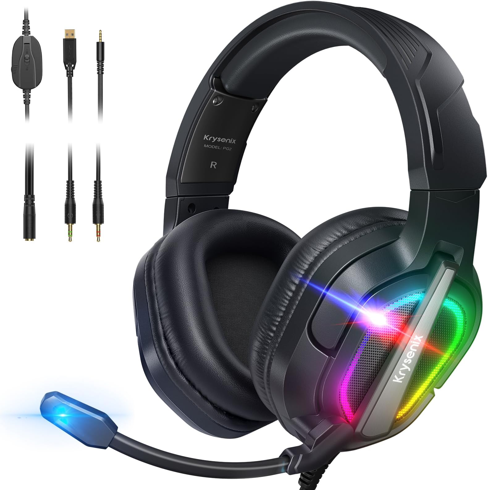 Amazon.com: Krysenix PG2 Gaming Headset for PS4/PS5/PC/Xbox One ...