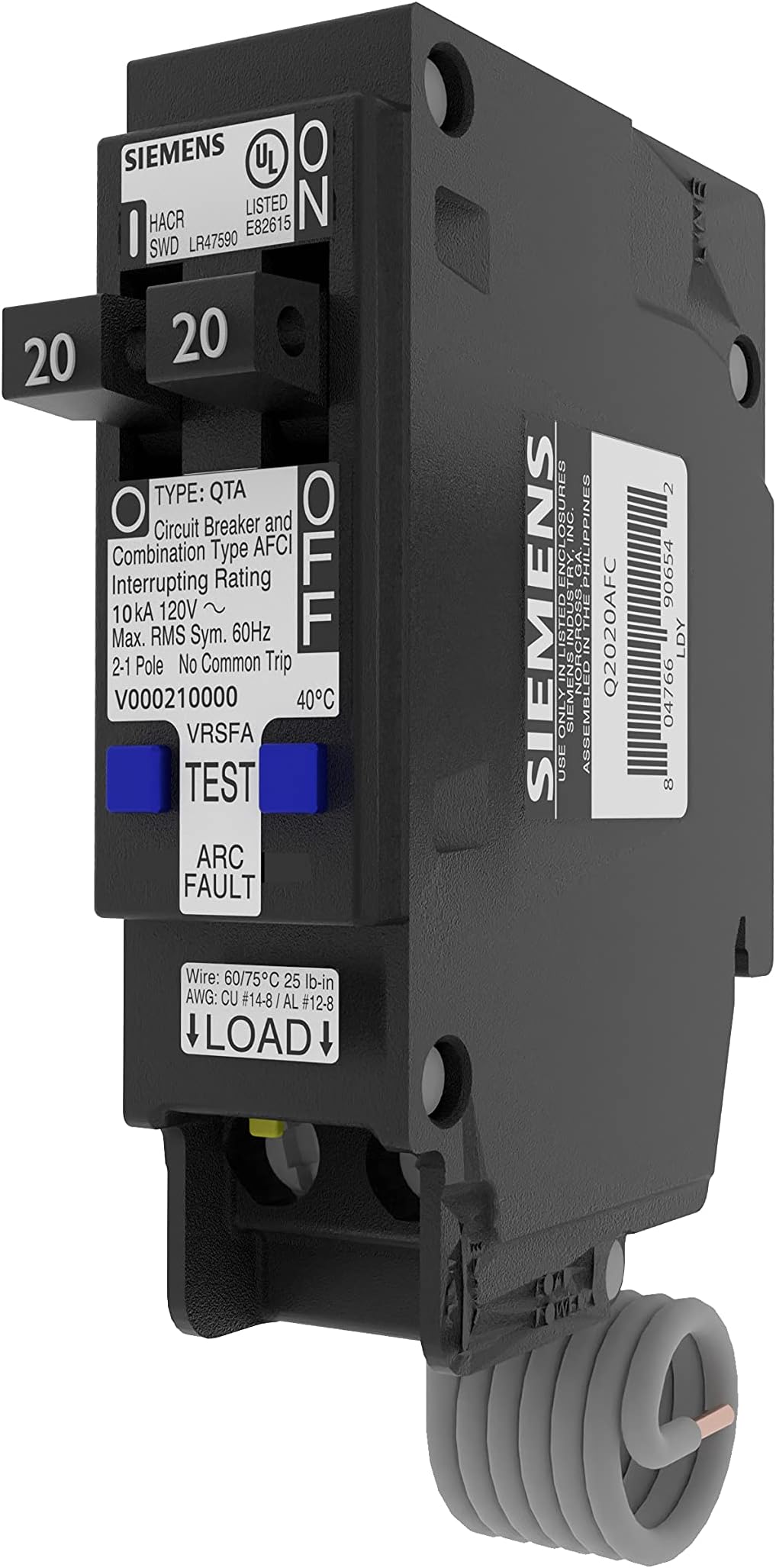 Siemens -HI Siemens QF120A Circuit Breaker, 20A, 1P, 10Ka, 120Vac ...