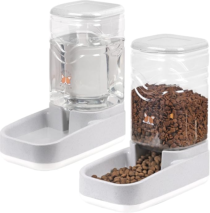 Pet Supplies : Automatic Dog Cat Gravity Feeders Water Bowl Dispenser ...