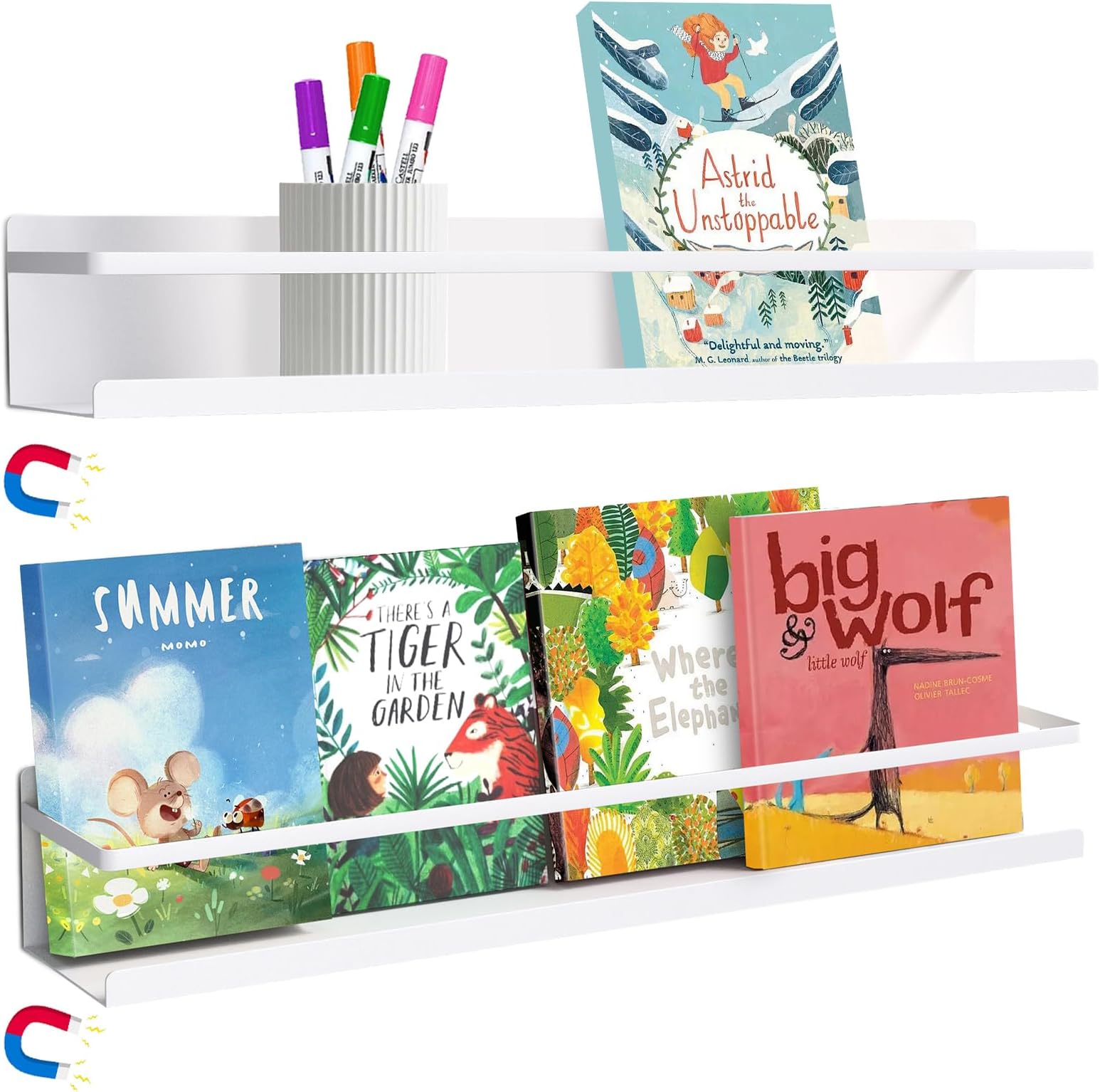 Amazon.com: WYLUNBI 2 Pcs Magnetic Metal Book Shelves, 15.7'' x 2.7'' x ...