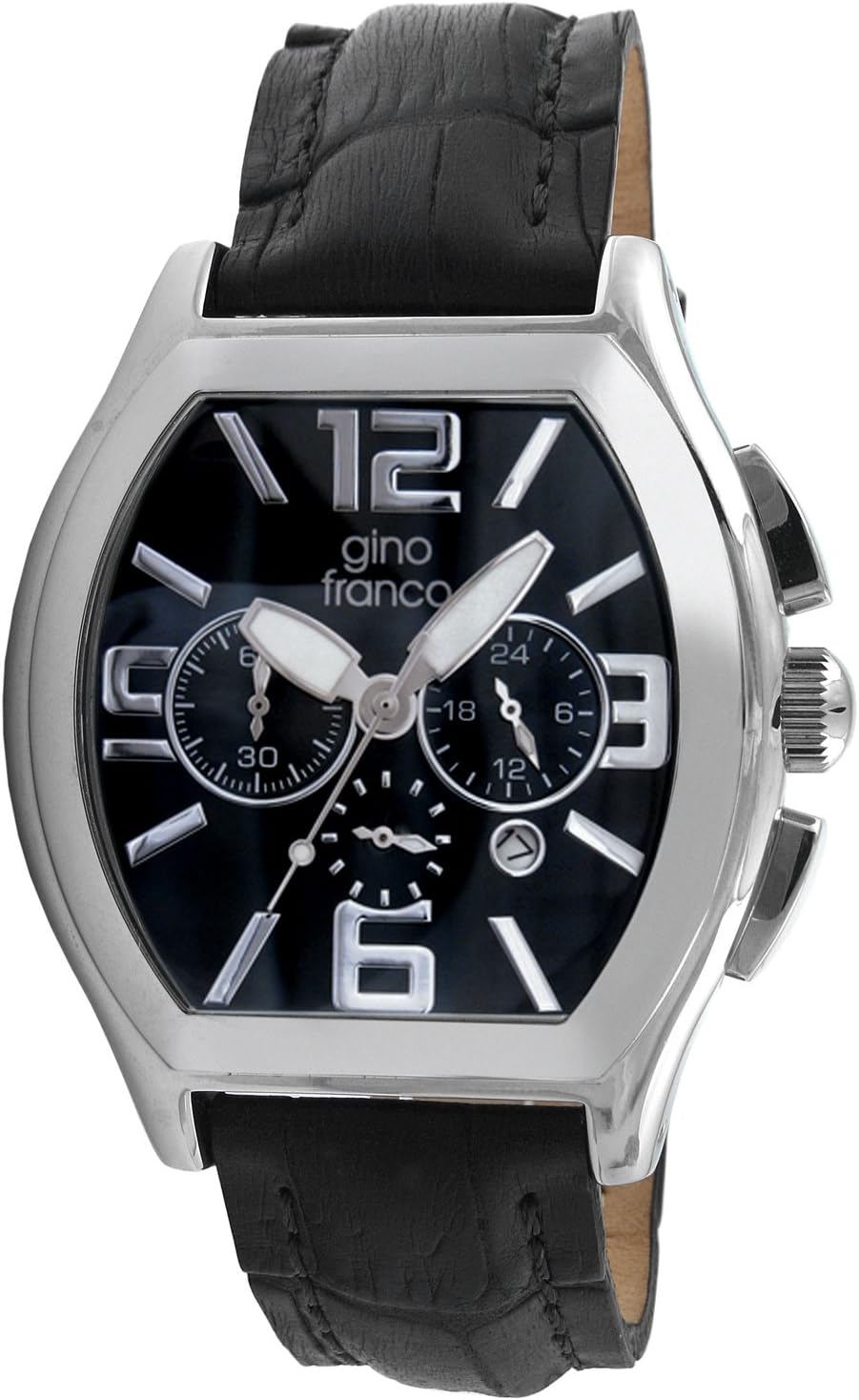 gino franco Men's 9655BK Barrel Shaped Chronograph Stainless Steel ...
