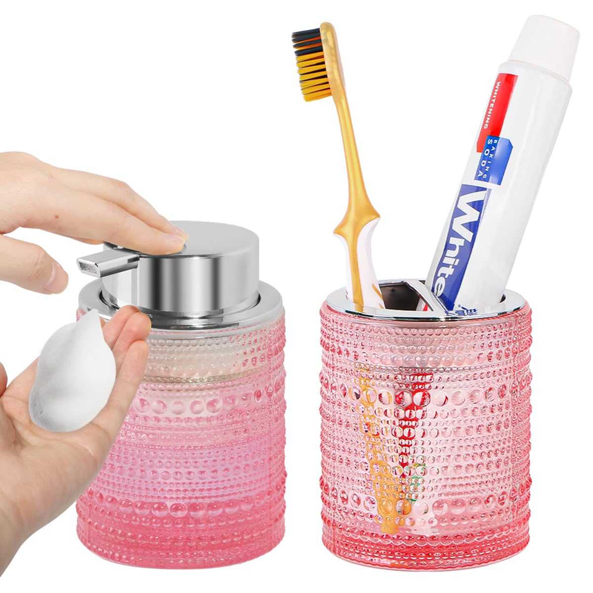 Amazon.com: Tonxus Pink Bathroom Accessory Set,Soap Dispenser and ...