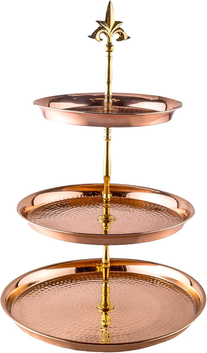 Amazon.com | Old Dutch Three Tier Hammered Solid Copper Serving Stand ...
