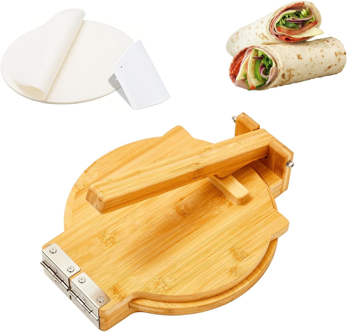 Amazon.com: Tortilla Press - Wooden Tortilla Maker 10 Inch with 50 ...