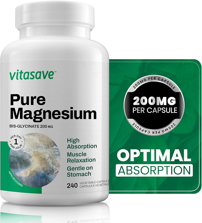 Vitasave Magnesium Bis-Glycinate Supplement | 200mg | High Potency ...