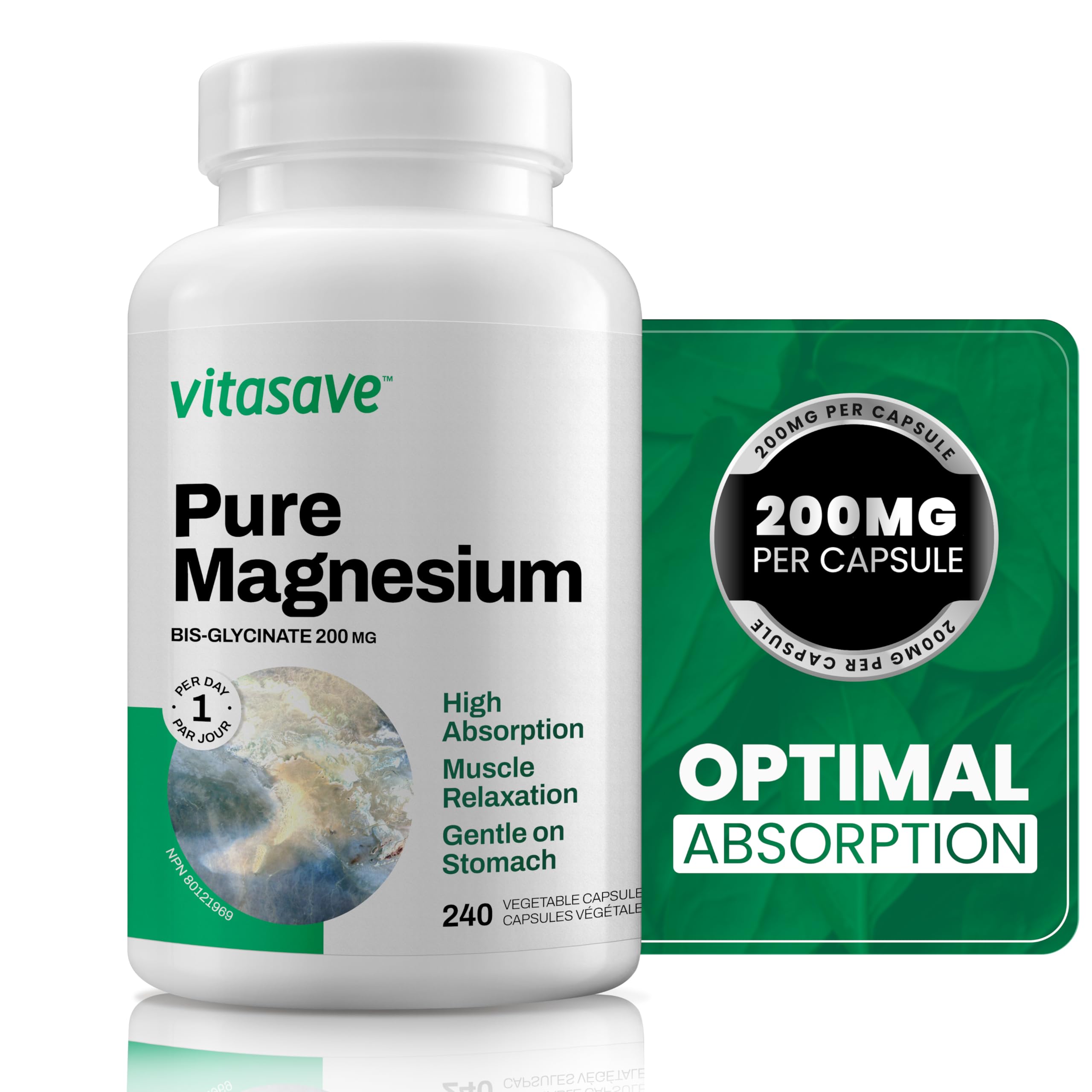 Amazon.com: Vitasave Magnesium Bis-Glycinate Supplement | 200mg | 240 ...
