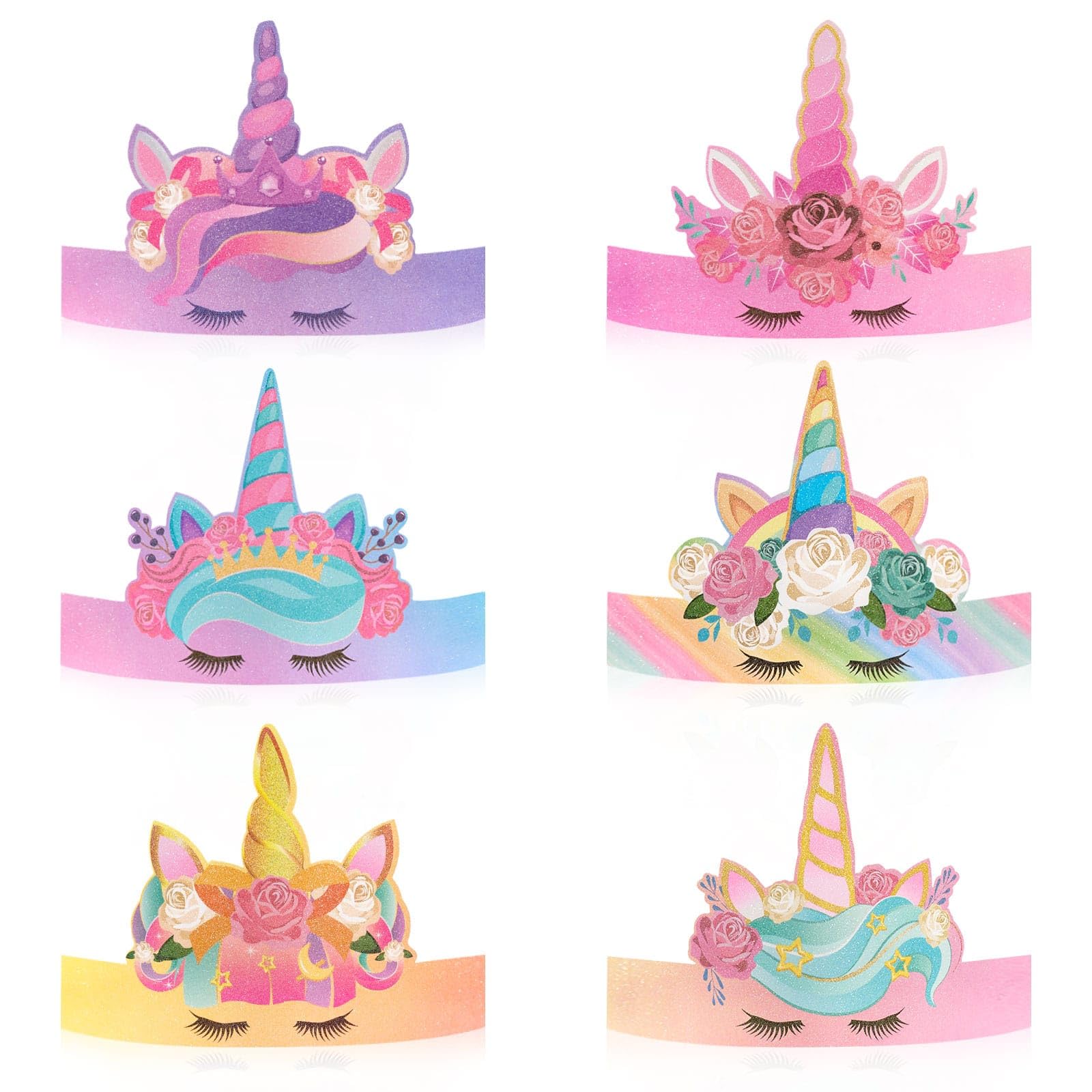 Unicorn Party Crowns - 12 Pcs Birthday Party Hat Glitter Crowns for ...