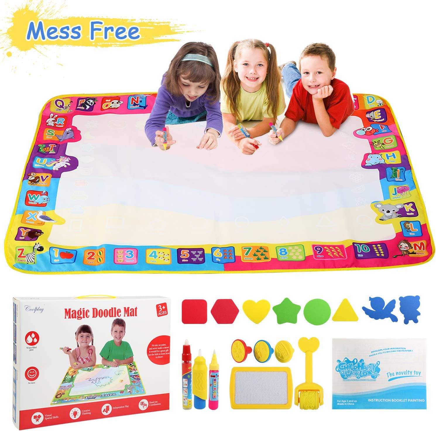 LEADSTAR Water Magic Doodle Mat, Educational Water Drawing Mat for Kids ...
