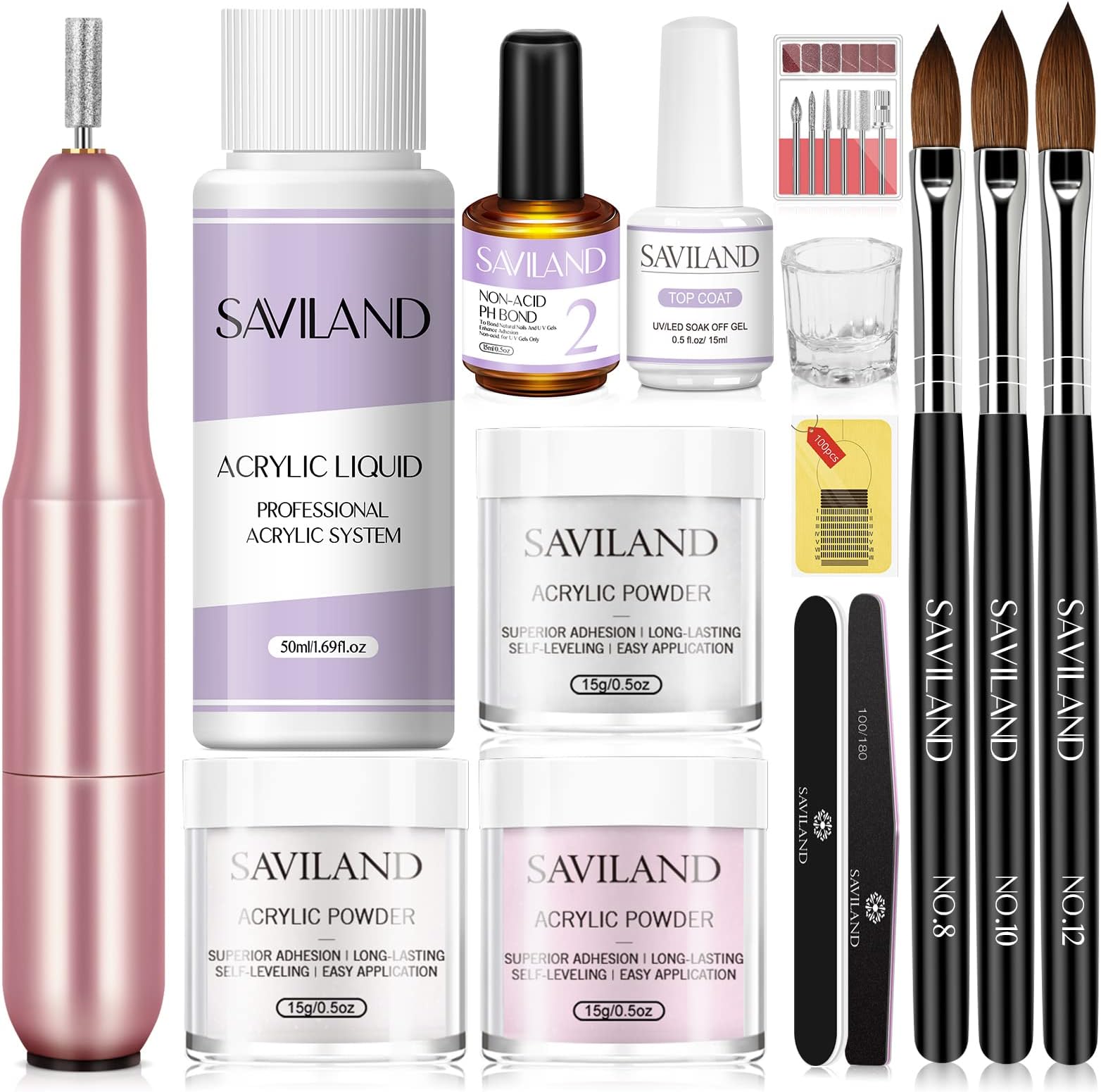 Amazon.com: Acrylic Nail Kit for Beginners: Clear White Pink Acrylic ...