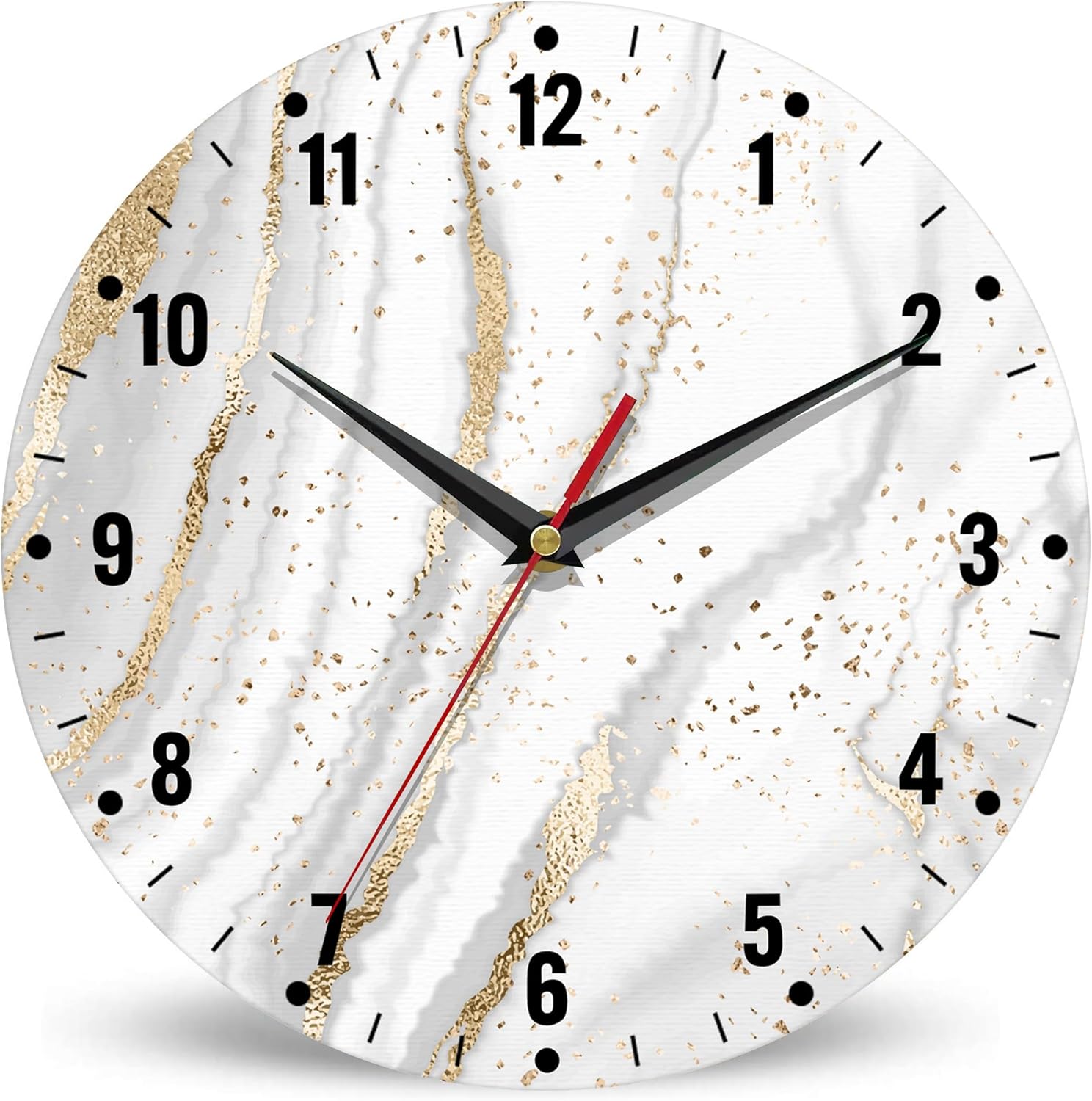 Amazon.com: SPUNKER Clock for Bedroom,White Gold Marble Wall Clocks for ...