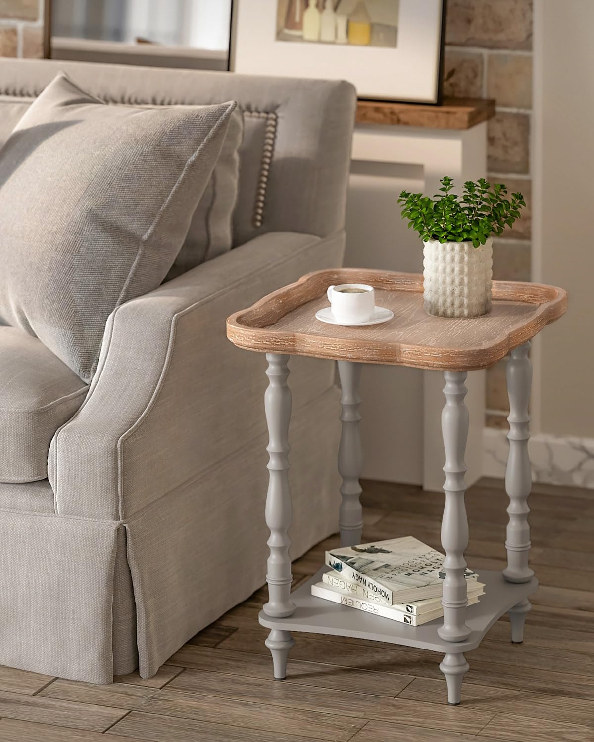 Snapklik.com : French Country End Table, 19 Square Farmhouse Rustic ...