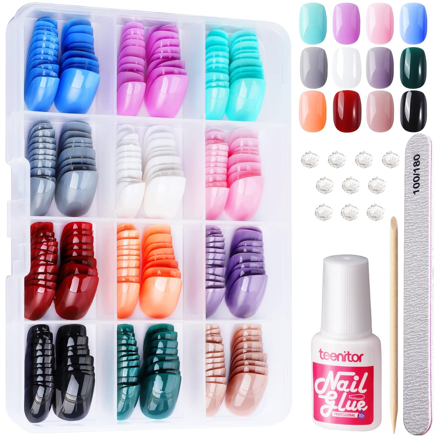Amazon.com: Teenitor Extra Short Press On Nails, Glossy Press On Short ...