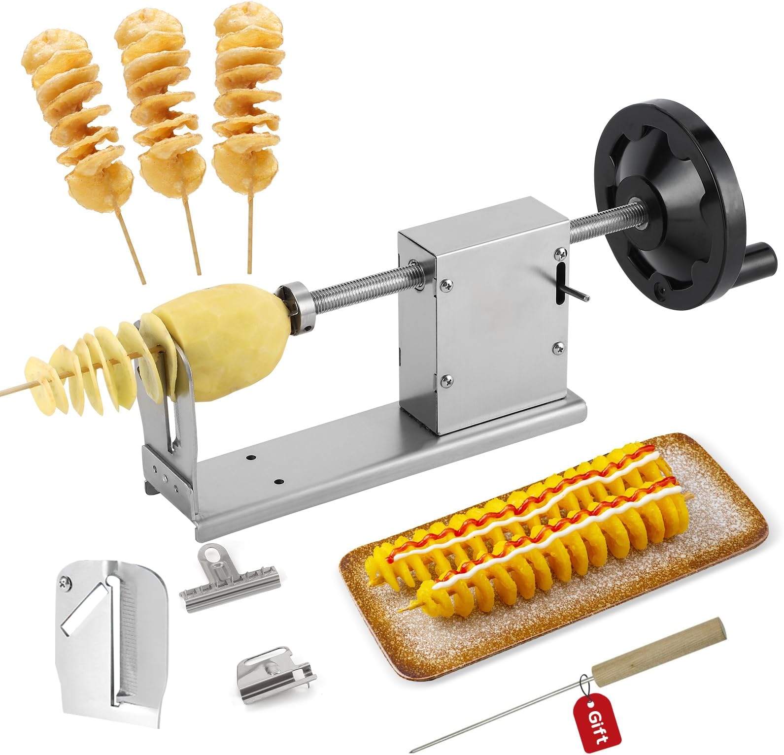 Amazon.com: Potato Spiral Cutter, Twisted Potato Slicer Stainless Steel ...