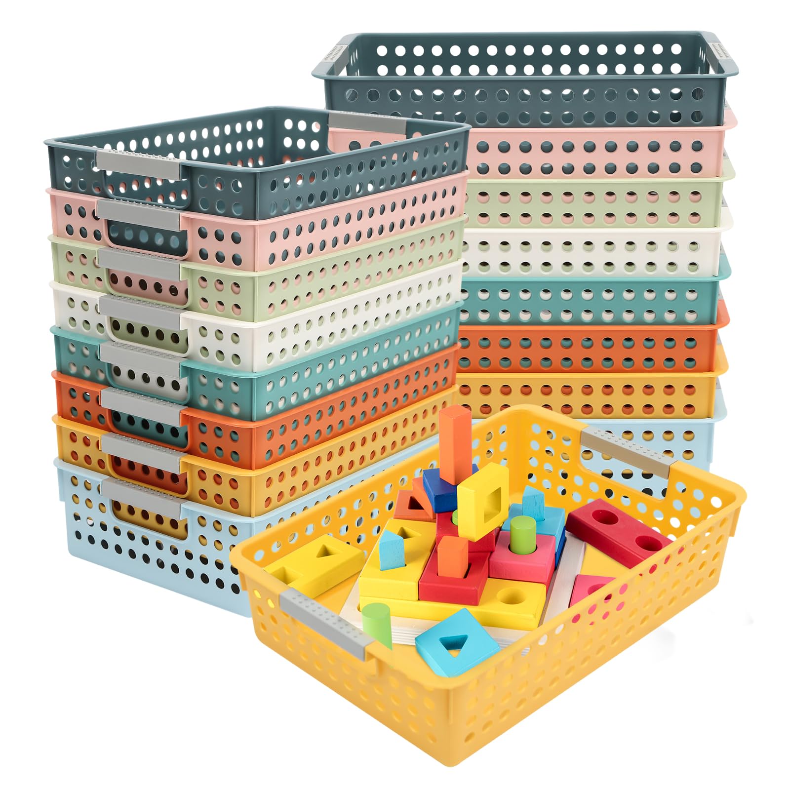 Amazon.com: CeRaBuRET 24 Pack Classroom Baskets, Colorful Organizer ...