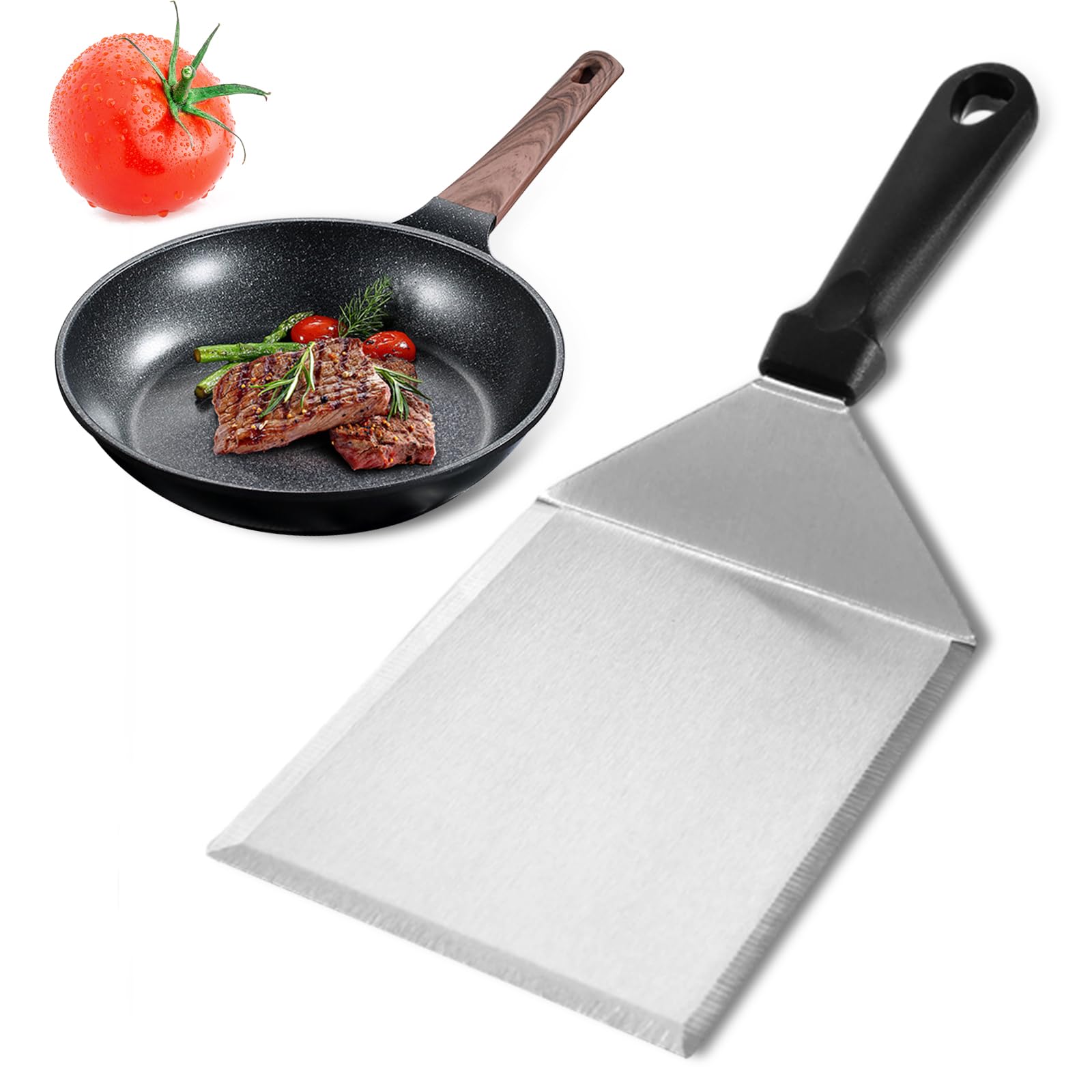 Large Metal Spatula 13.5x15cm with Cutting Edges, Grill Spatula Metal ...