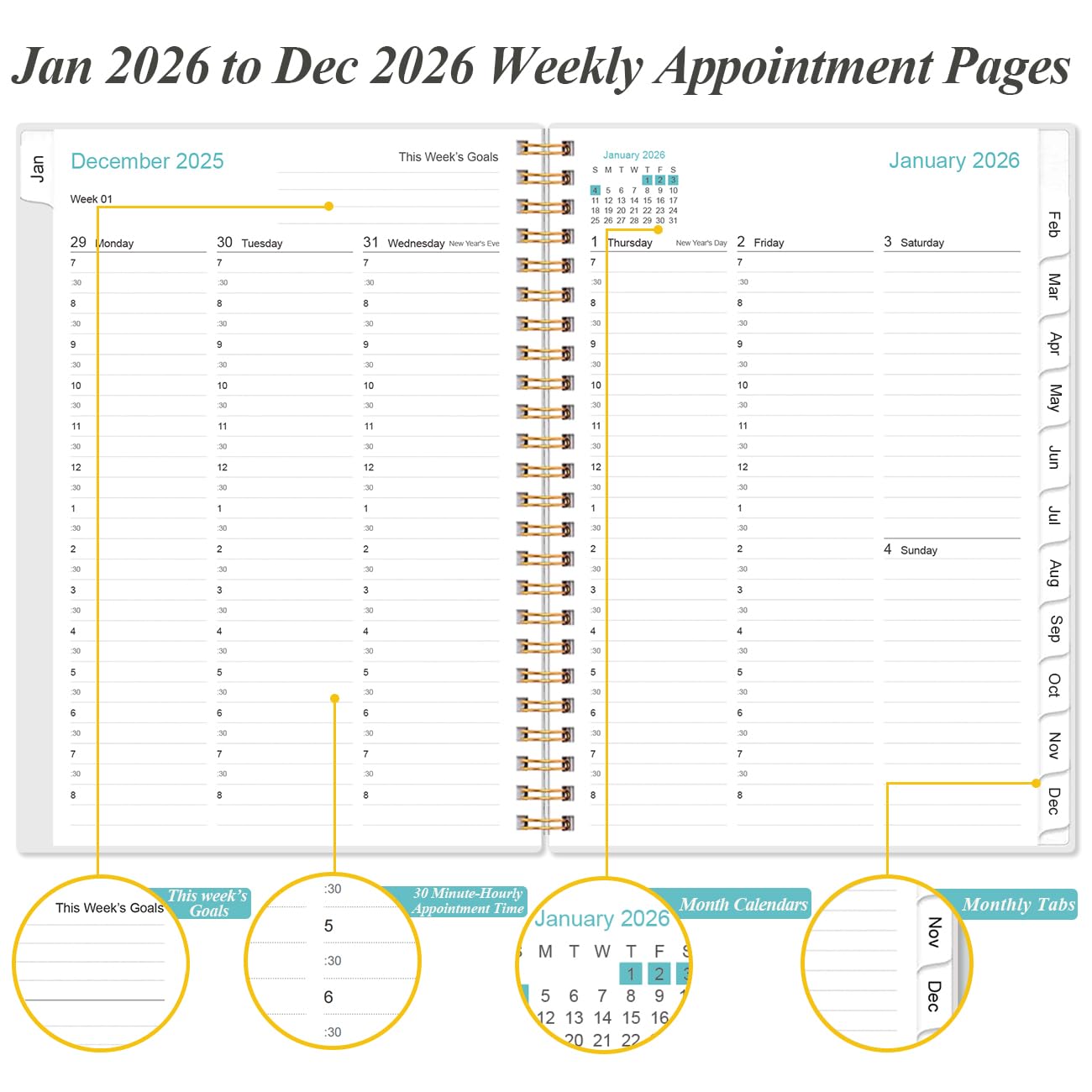Snapklik.com : 2026 Appointment Book & Planner - Hourly Planner From ...